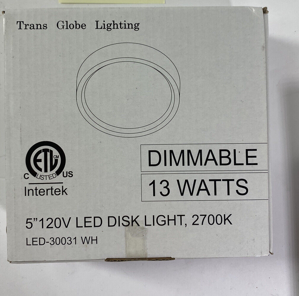 Trans Globe LED-30031 BK LED Disk Light in Black Finish - also availab ...